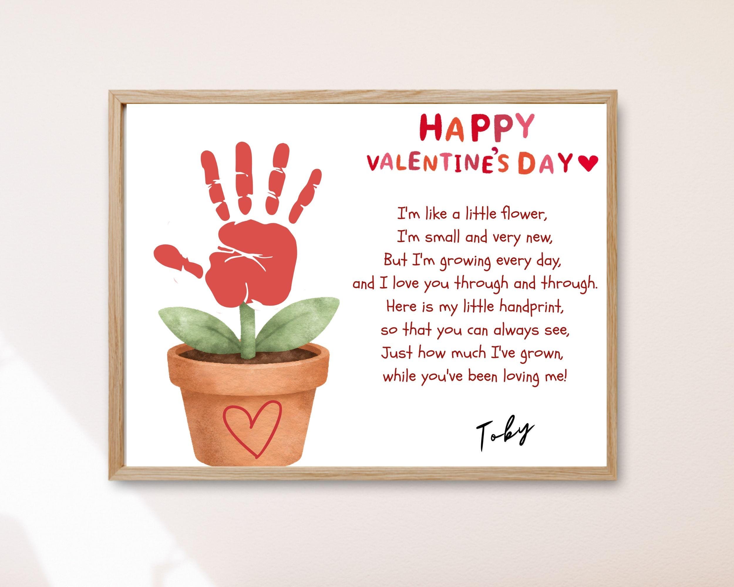 Valentine's Day Flower Handprint Art, Keepsake Poem Printable Gift for ...