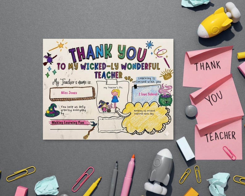 Wicked Lehreranerkennungskarte, Färbung Dankeschön-Notizgeschenk ...