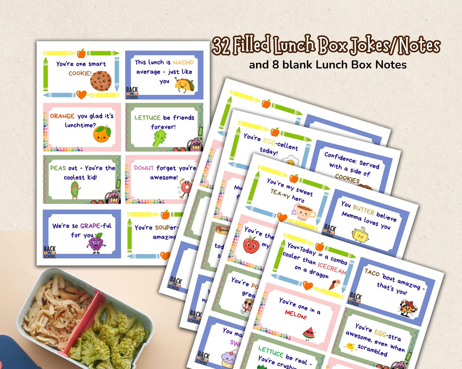 Kids Lunch Box Notes: Funny Jokes & Positive Affirmations (printable ...