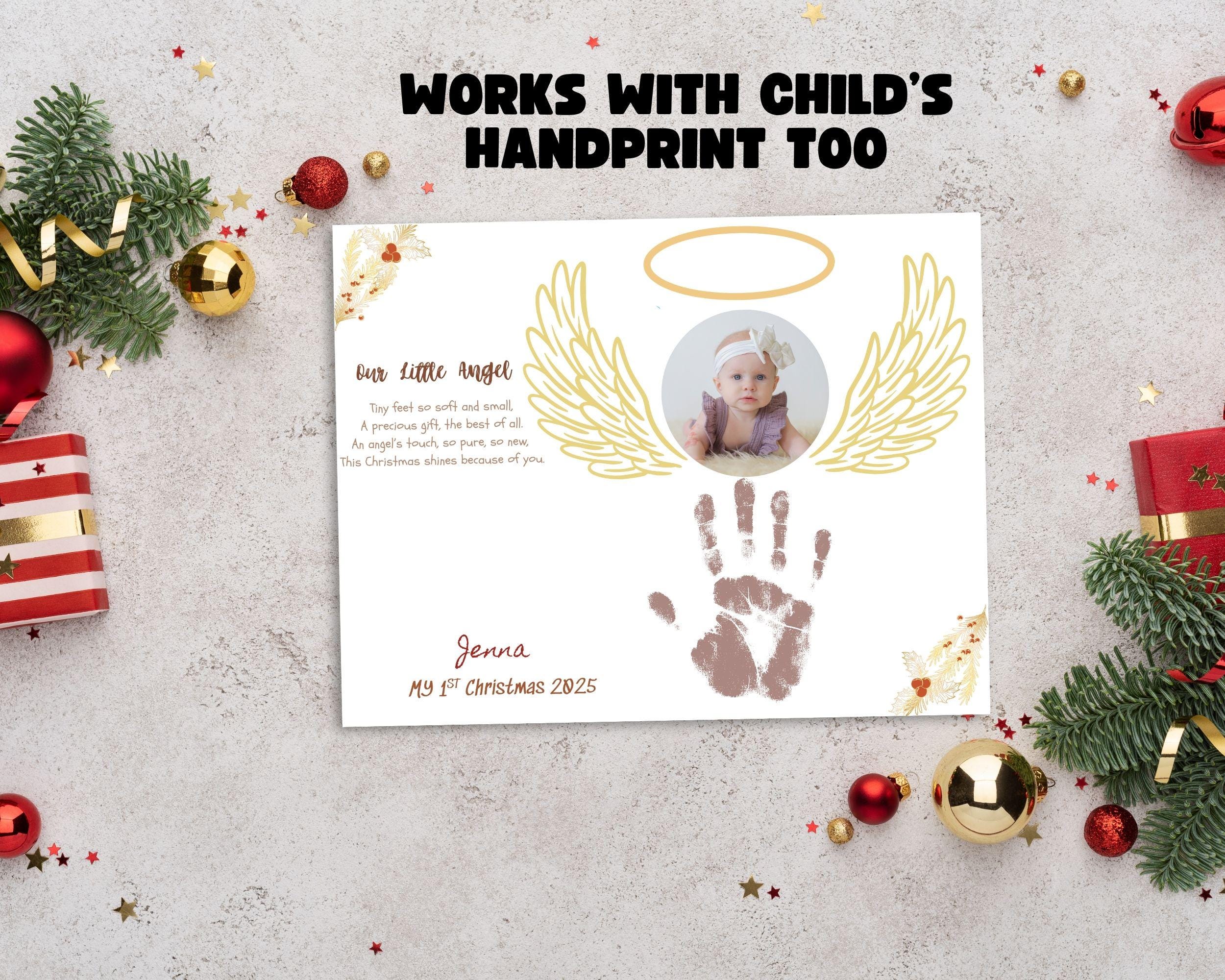Baby's First Christmas Angel Footprint Handprint Art: Personalized ...