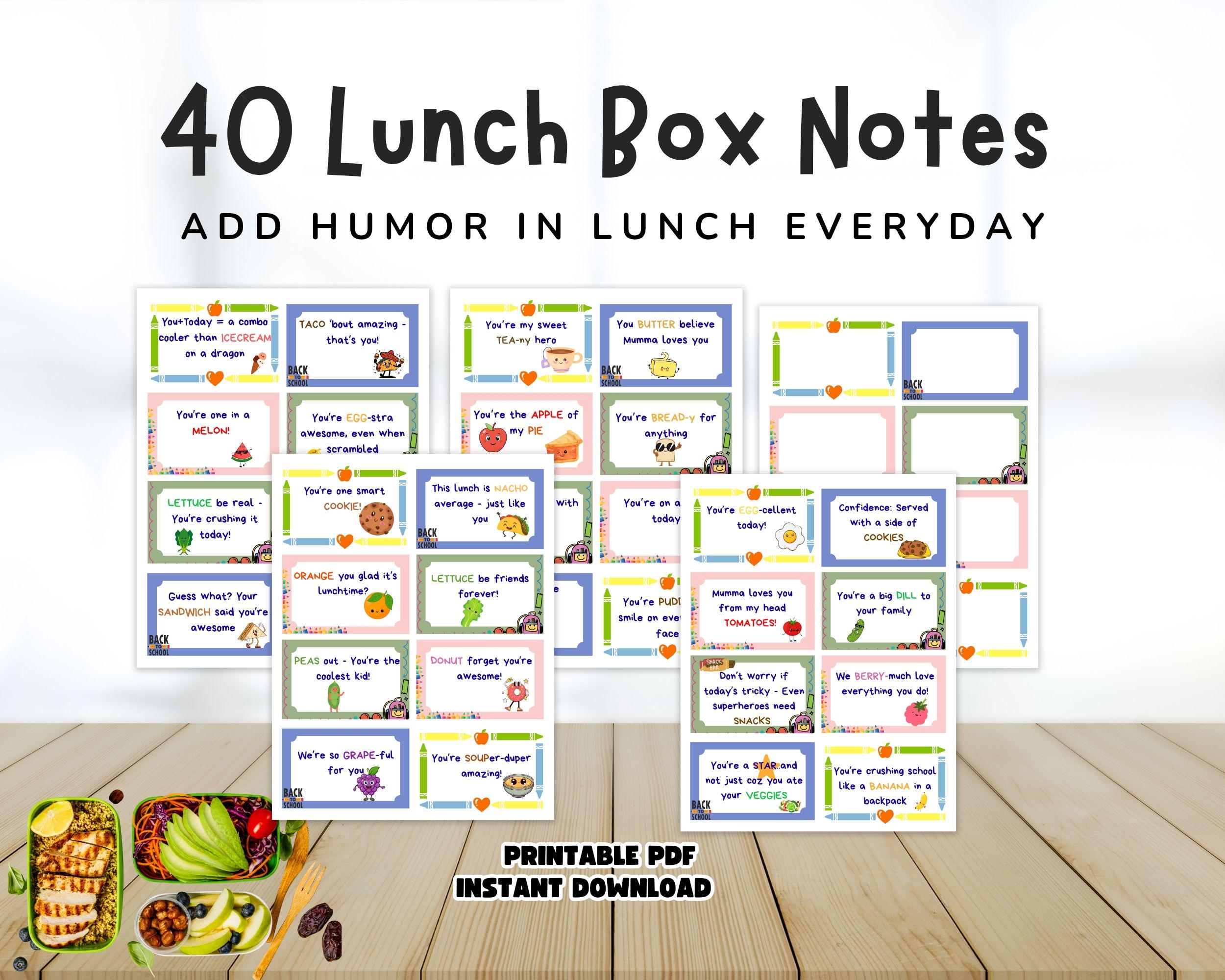 Kids Lunch Box Notes: Funny Jokes & Positive Affirmations (printable ...