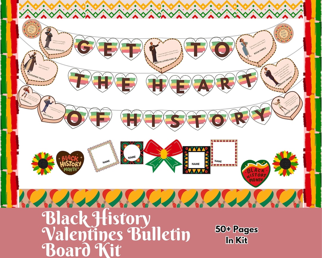 Black History Month Valentine's Day Bulletin Board Kit, Hearts ...