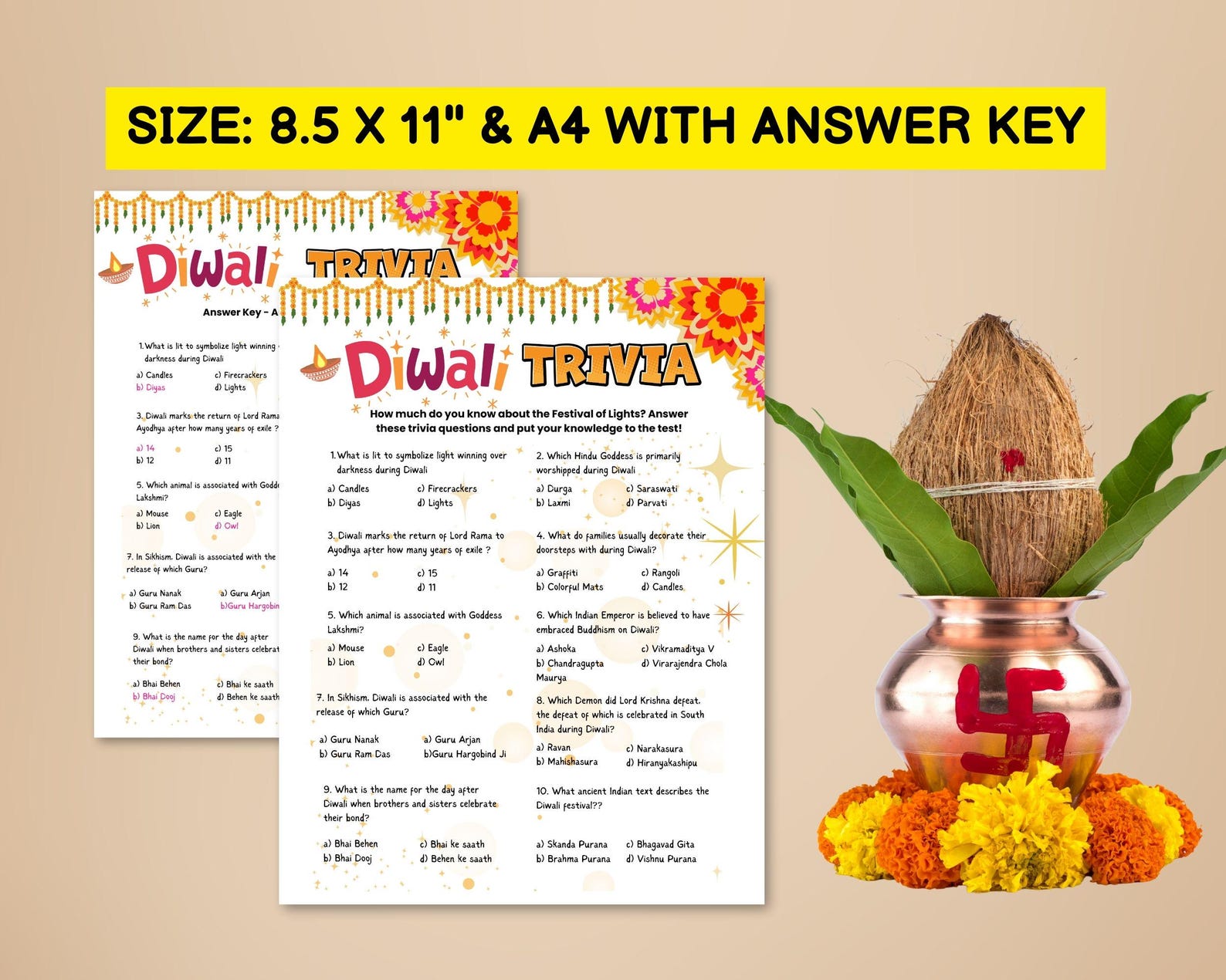 Fun Diwali Trivia Game: Indian Party Activity (printable PDF) - Etsy