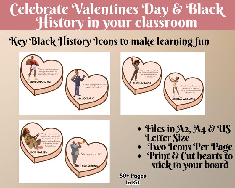 Black History Month Valentine's Day Bulletin Board Kit, Hearts ...