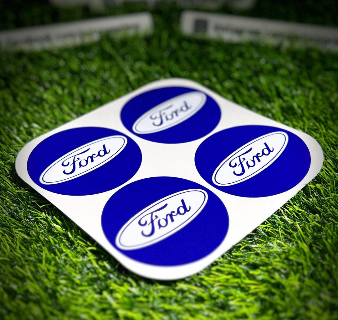 4x Ford Alloy Wheel Center Cap Logo Decal Set- Blue Base With White ...