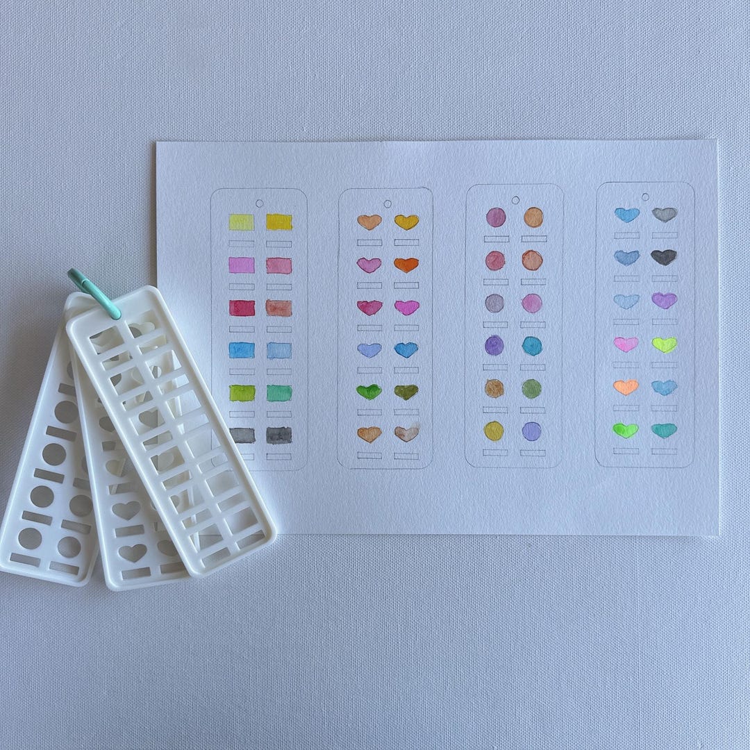 3D Printed Watercolor Swatch Template for A4 Paper, Color Swatch Card ...