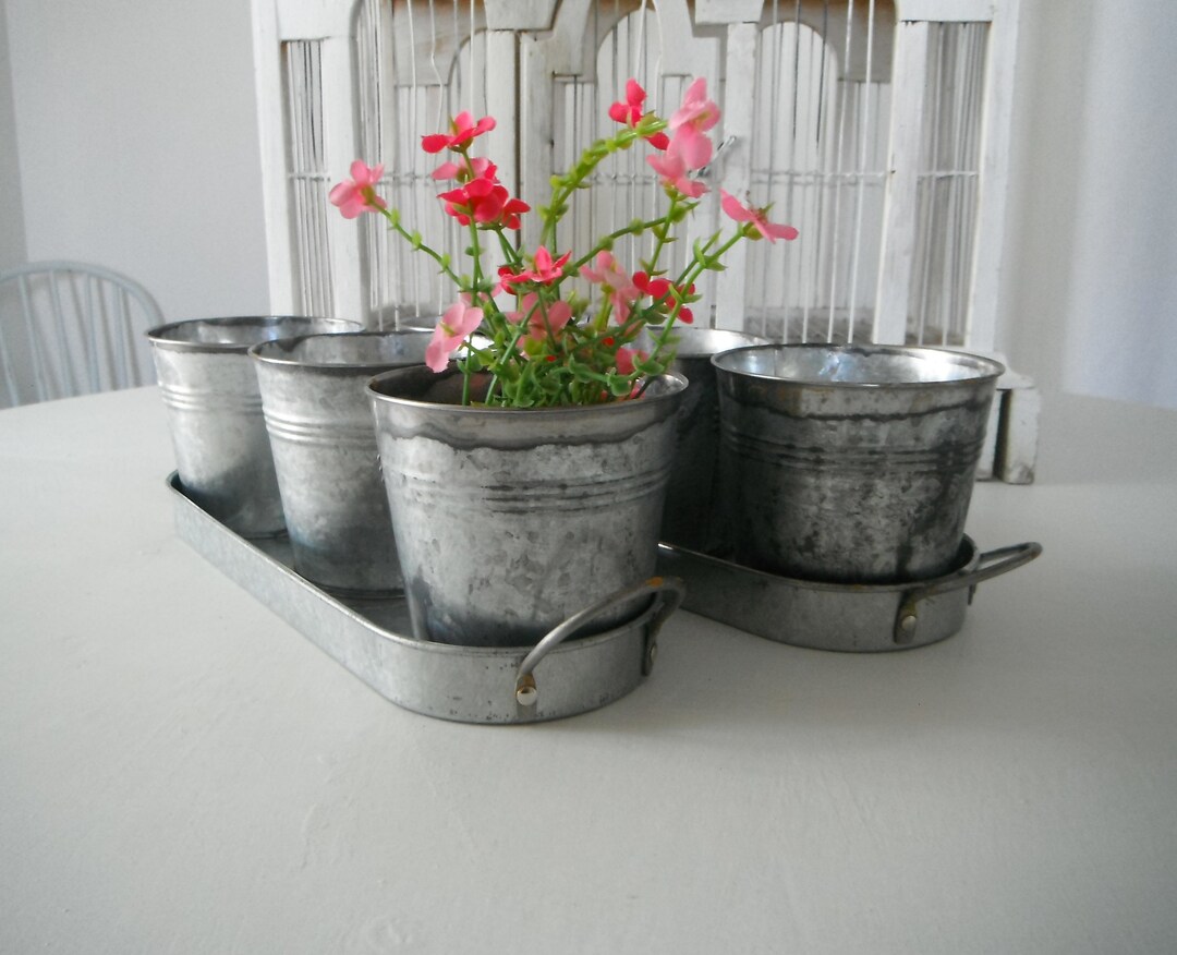 Rustic Pots Herb Garden Shabby Chic Rustic Garden Decor Indoor Garden ...