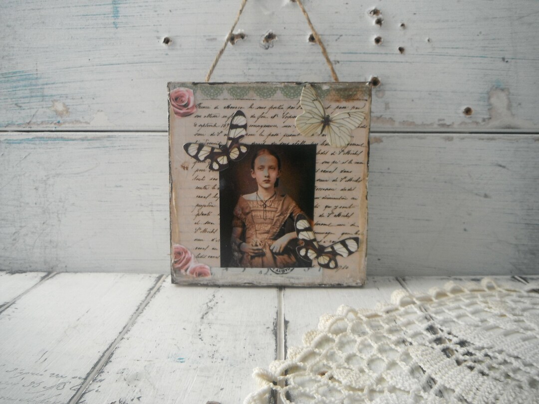 Shabby Chic Petite Collage Mixed Media Art Collage Aged Collage Wood ...