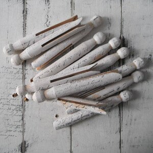 French Script Weathered Pegs Old Fashioned Pegs Hand Stamped Primitive ...