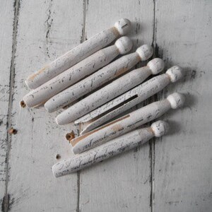 French Script Weathered Pegs Old Fashioned Pegs Hand Stamped Primitive ...