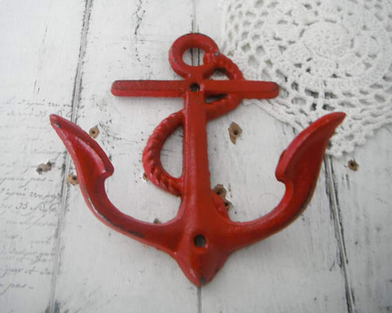 Red Anchor Hook Nautical Decor Beach House Decor Beach Hook - Etsy Canada