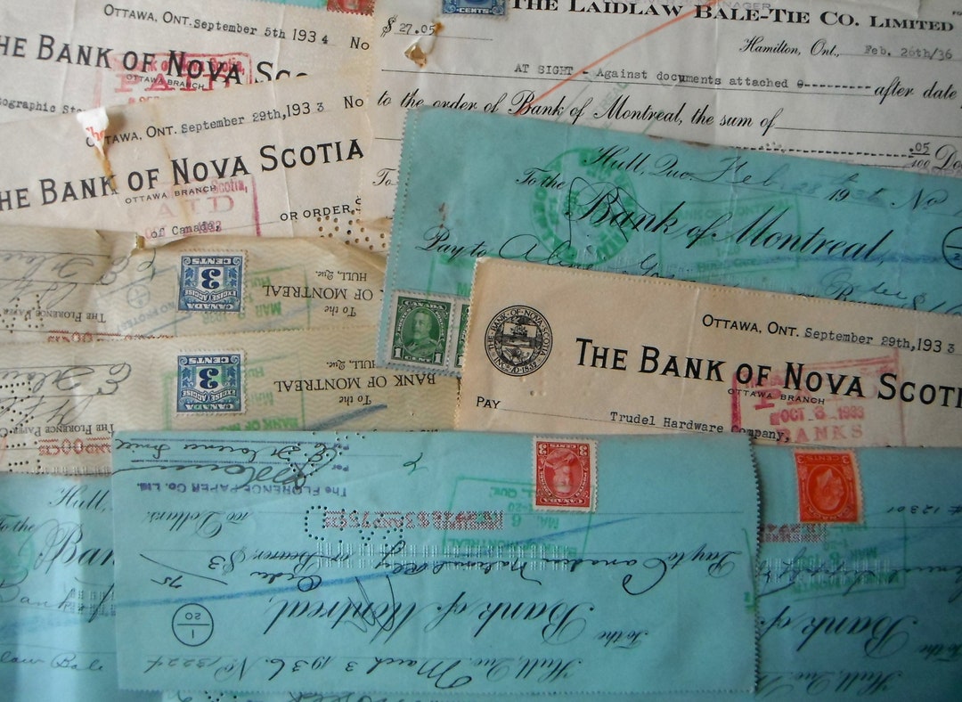 Junk Journal Vintage Cancelled Cheque Check Lot 10 Pieces Paper ...