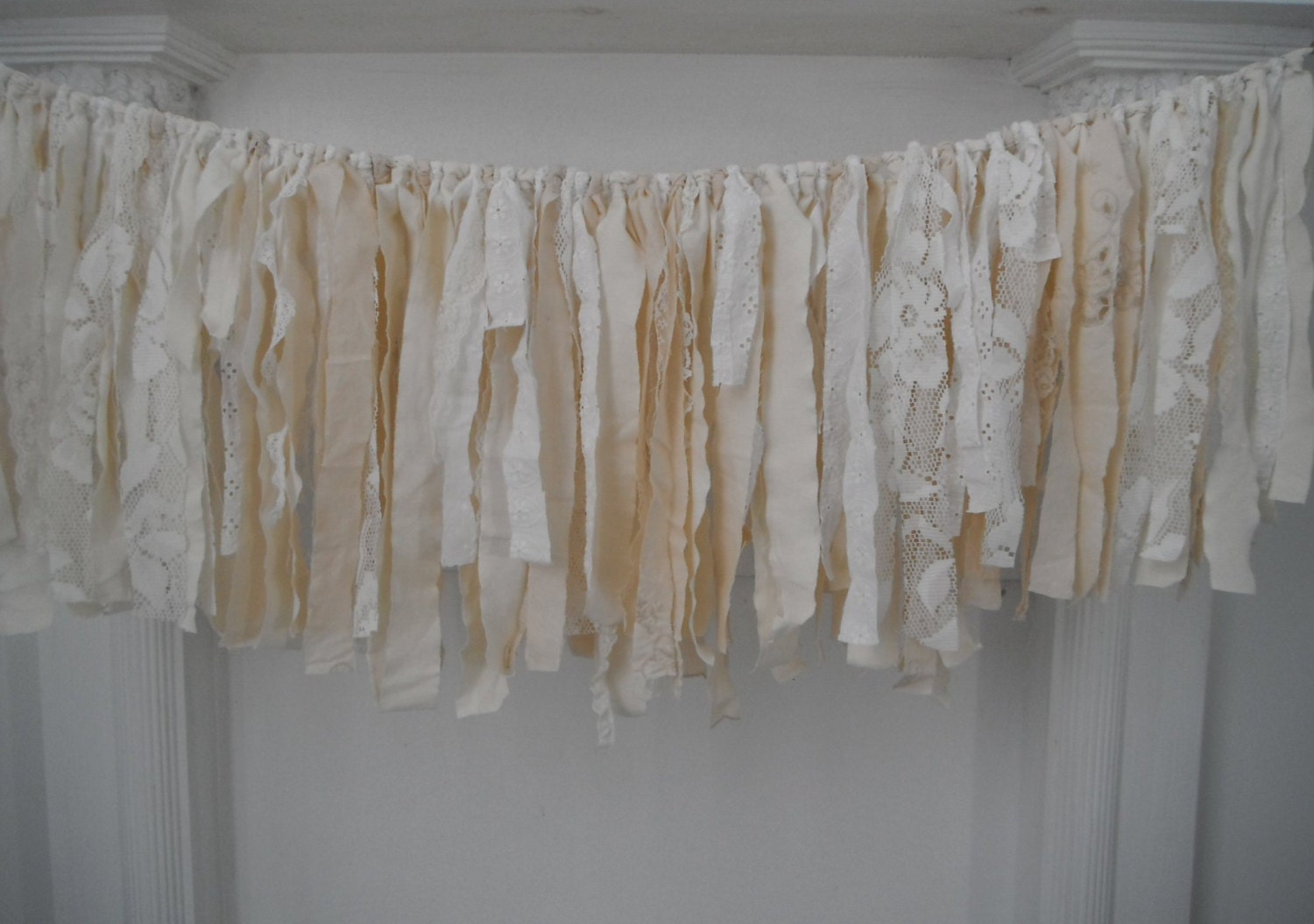 Cream Rag Garland Shabby Decor Holiday Decor Nursery Hanging - Etsy Canada