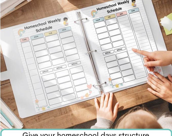 Weekly Plan Rainbow Homeschool Kids Printable Editable Schedule to Do ...