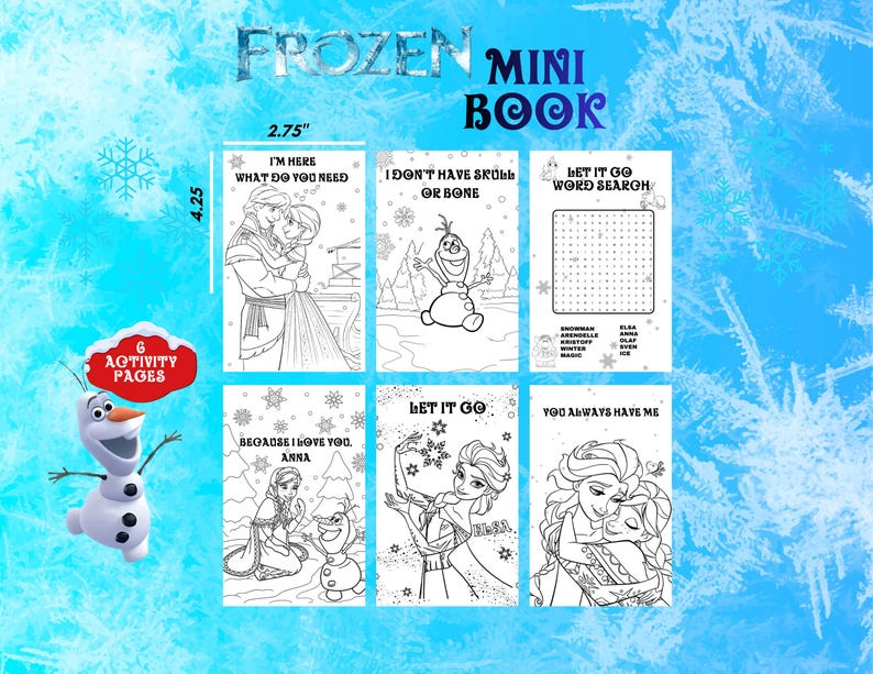 Frozen Coloring Mini Book| Features Elsa, Anna, and Olaf| Birthday ...