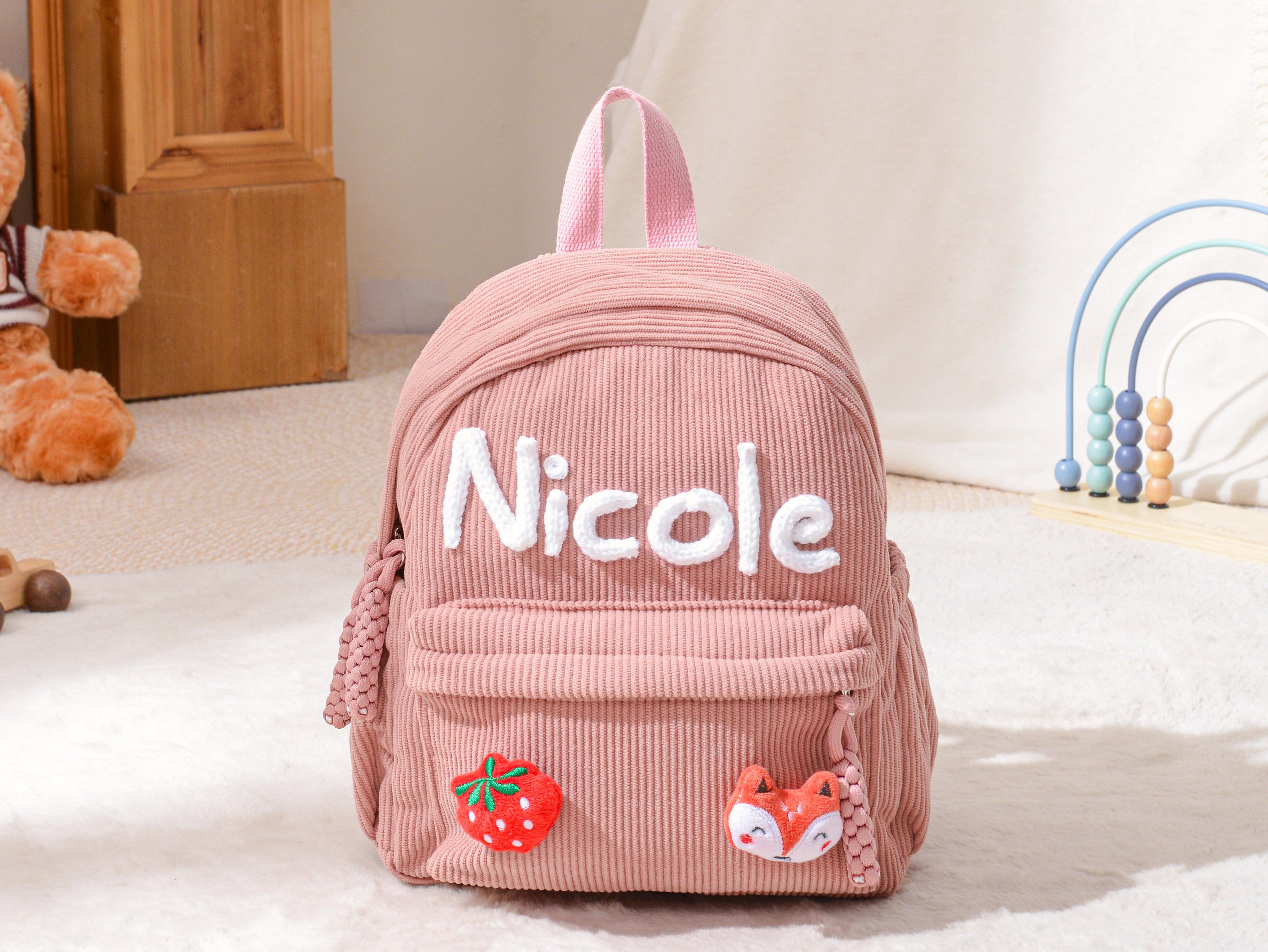 Personalized Kids Backpack, Custom Toddler School Bag, Corduroy Kids ...