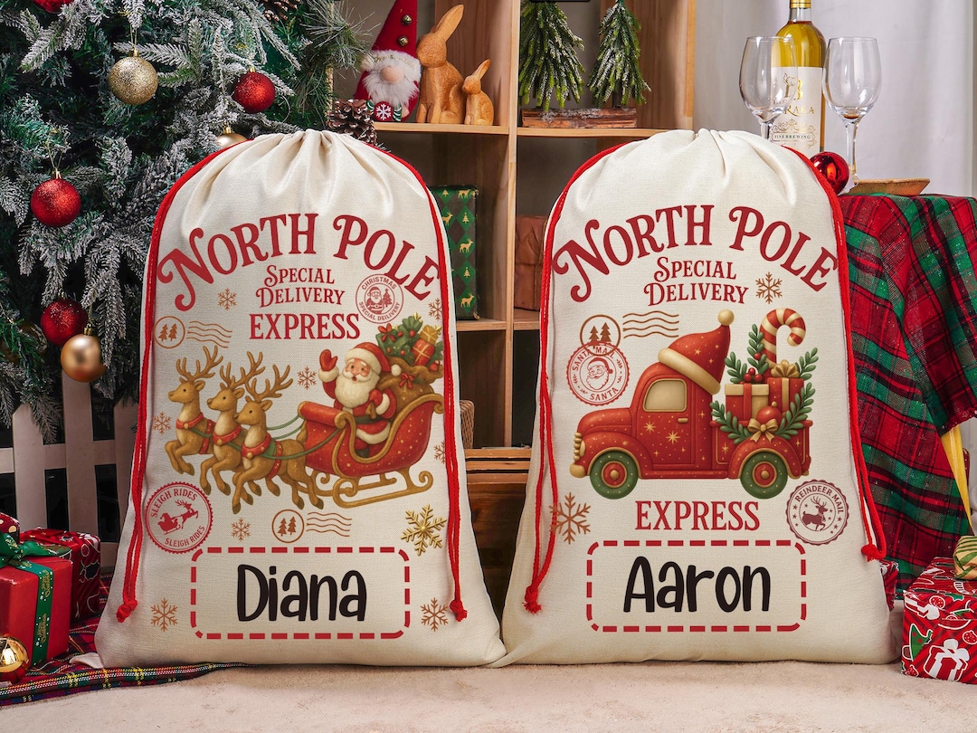 Personalized Santa Sack, Custom Name Christmas Santa Bag, Christmas ...