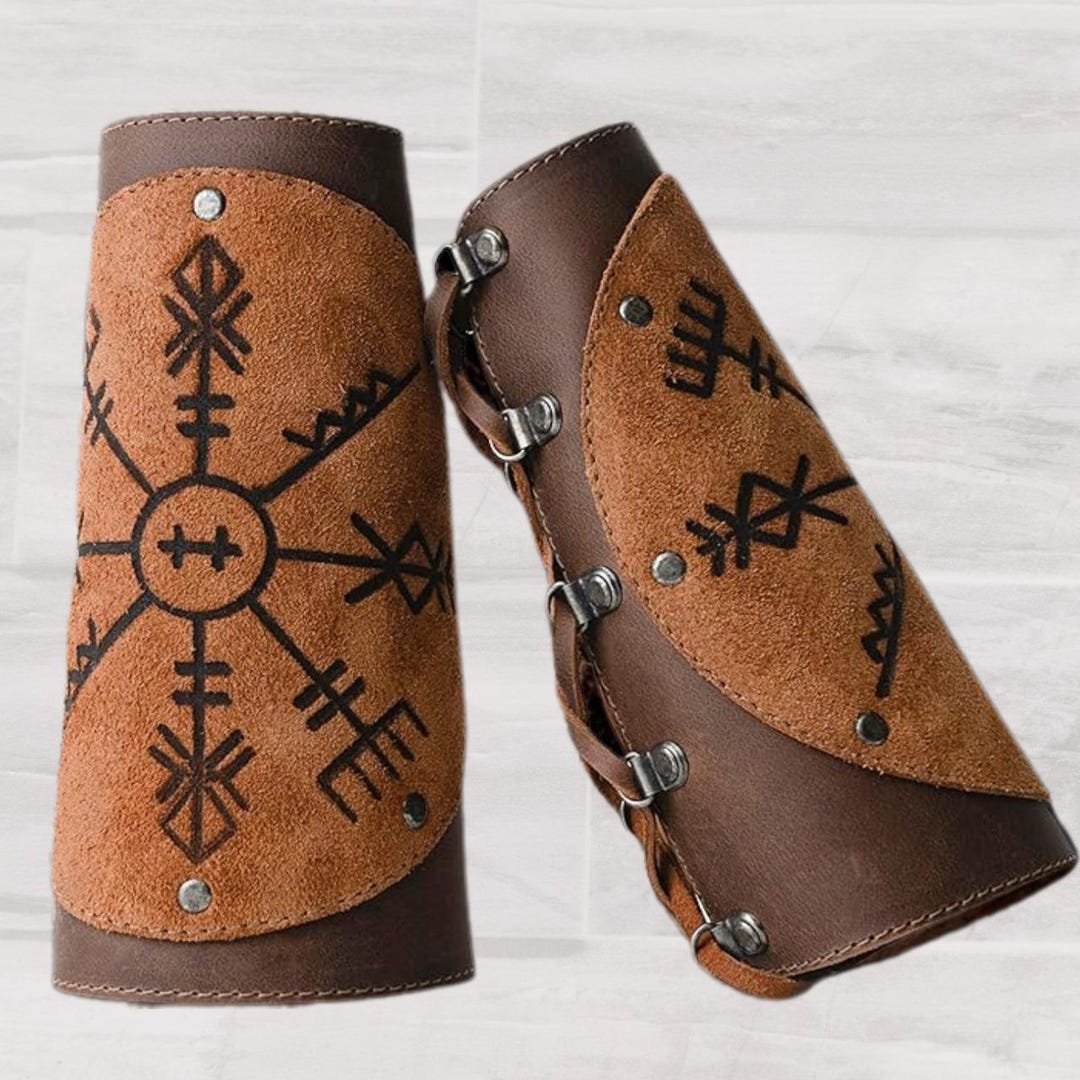 Handmade Viking Bracers | Leather Arm Protectors for Medieval Costume ...