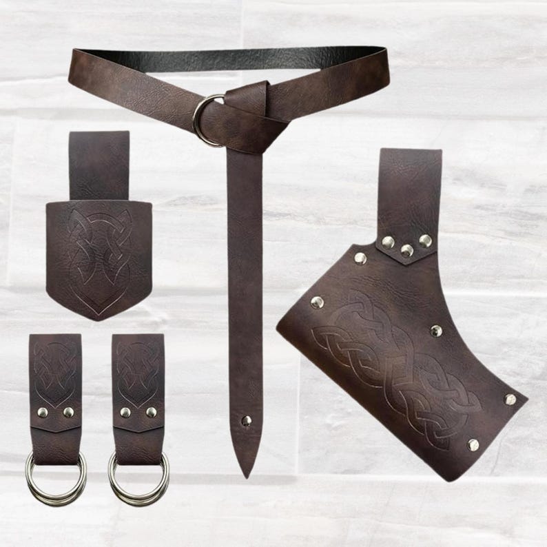 Medieval Leather Belt Accessories Set, Viking Cosplay, Renaissance ...