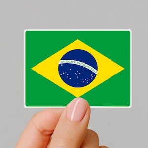 Brazilian Flag Sticker, Glossy Waterproof Vinyl - Etsy
