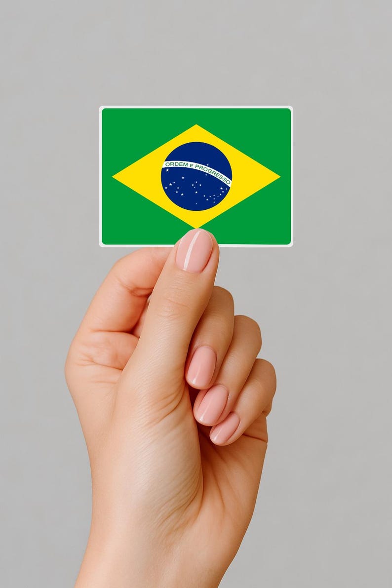 Brazilian Flag Sticker, Glossy Waterproof Vinyl - Etsy