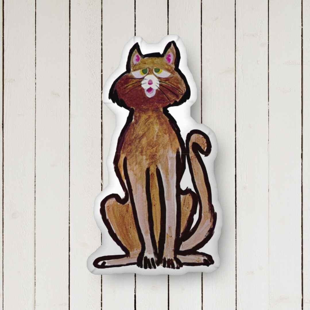 Retro Cat 1970's Custom-shaped Pillow - Etsy