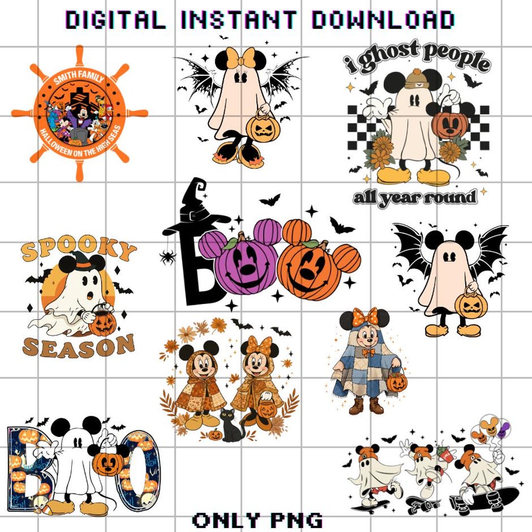 Mouse Ghost Png Bundle, Horror Mickey Digital File, Minnie Pumpkin ...