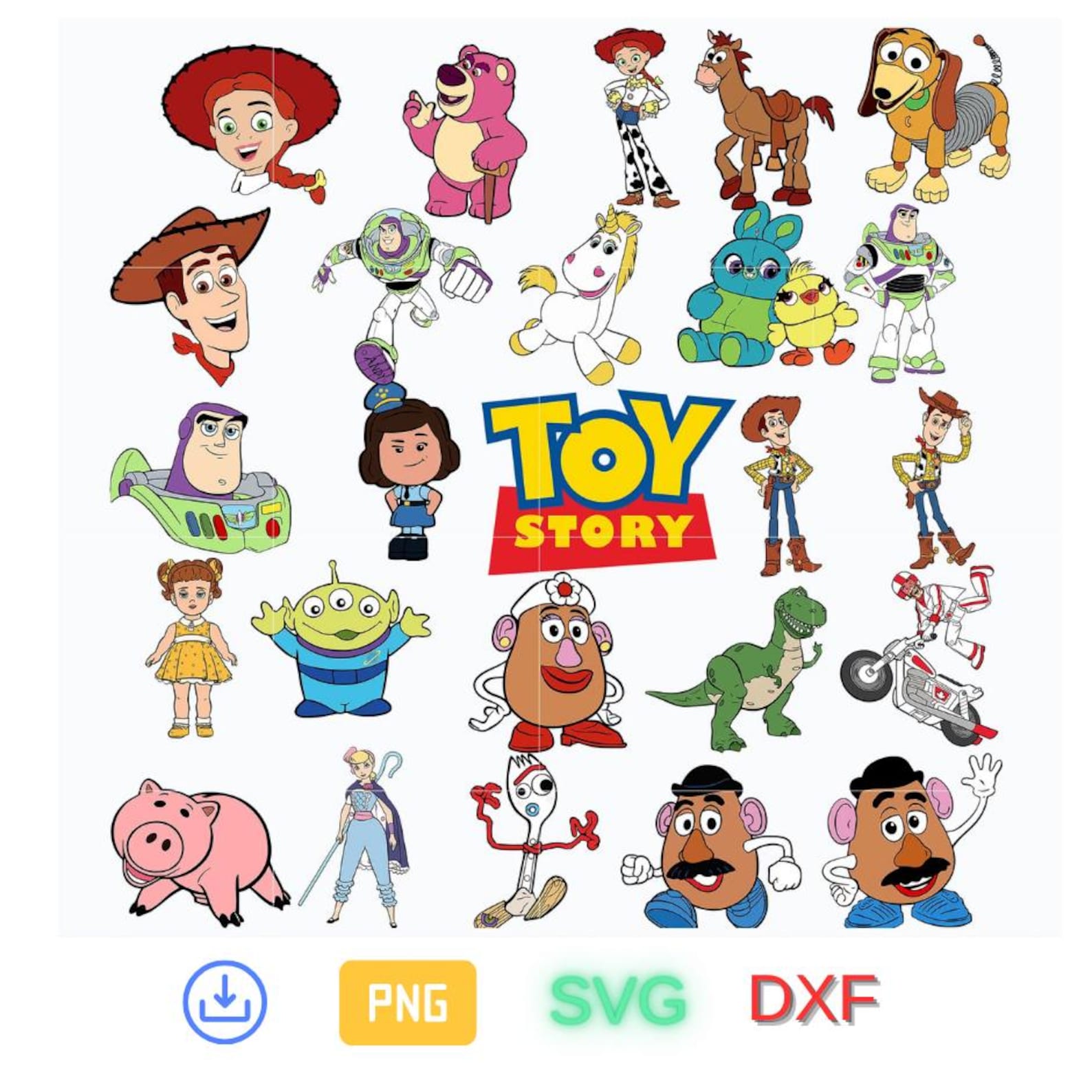 Toy Story SVG Clipart Bundle, Buzz Lightyear Woody Jessie PNG, Toy ...