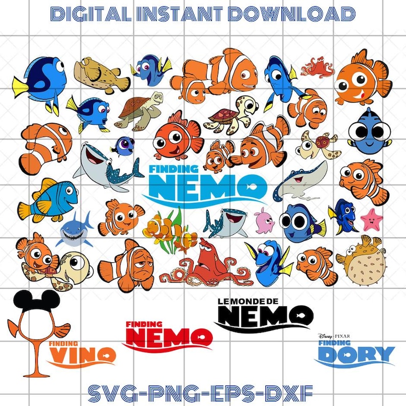 Nemo SVG, Nemo PNG Clipart Bundle, Nemo Digital Papers, Fish Clipart ...