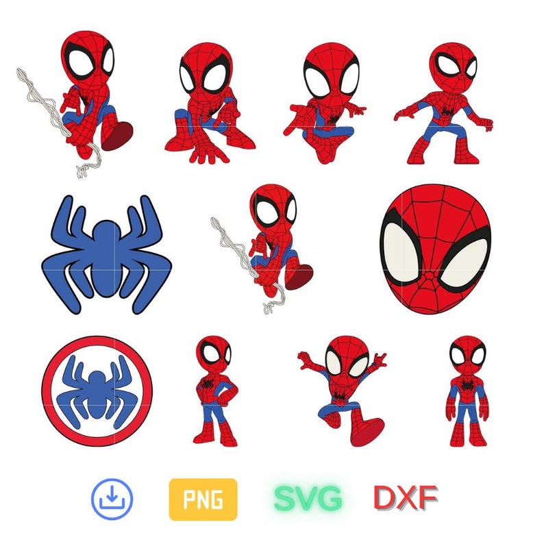 Chibi Spiderman Svg Bundle, Spidey Clipart, Spiderman Cut Files for ...