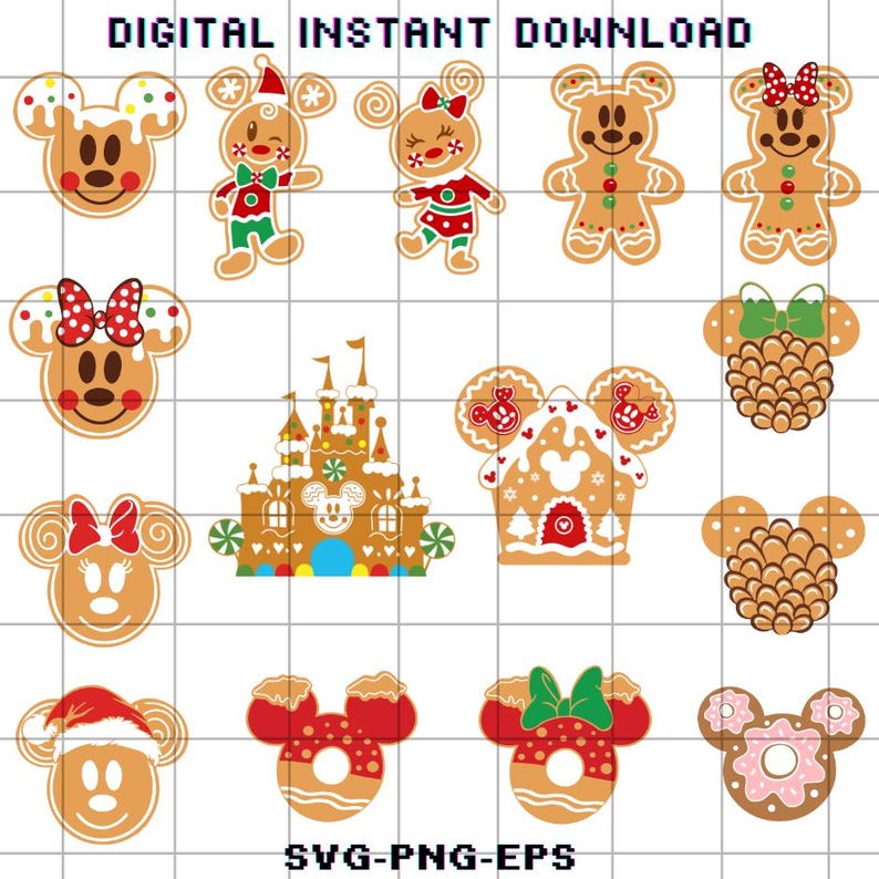 Mouse Gingerbread Svg Bundle, Mickey Cookies Png Bundle, Minnie Funny ...