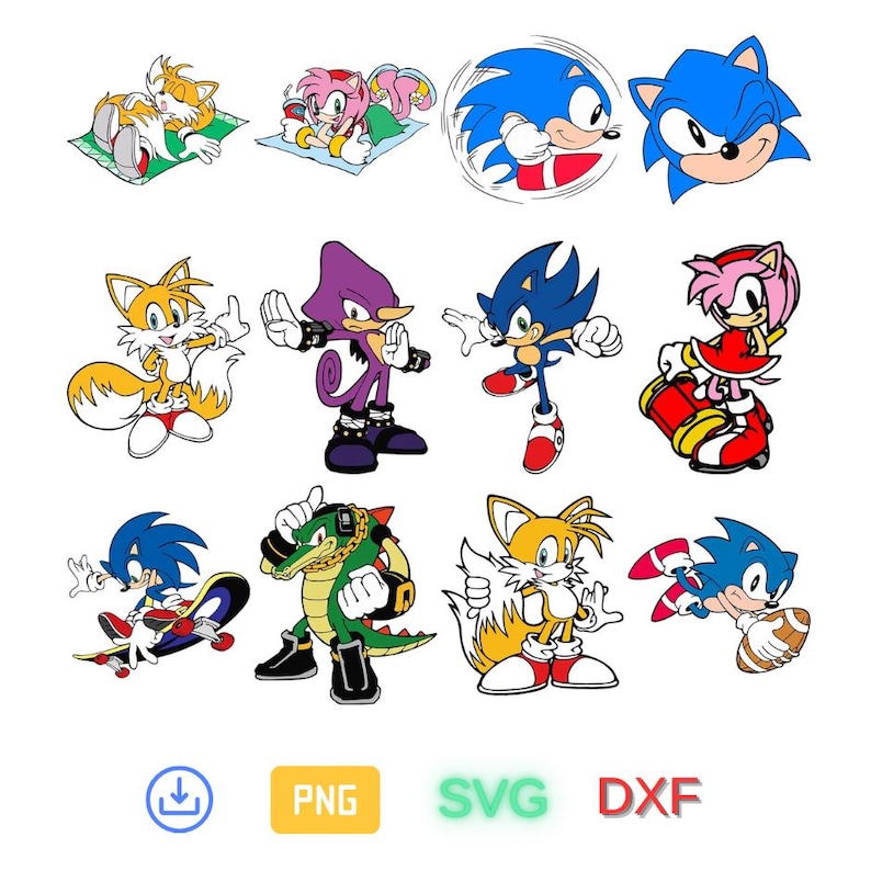 Sonic the Hedgehog Bundle Svg, Sonic Face Svg, Sonic Head Svg, Layered ...