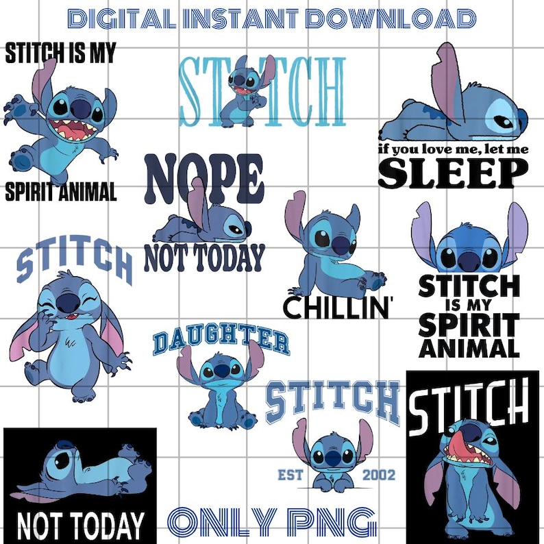 Not Today Stitch Png Bundle, Daughter Digital File, Cute Stitch Clipart ...