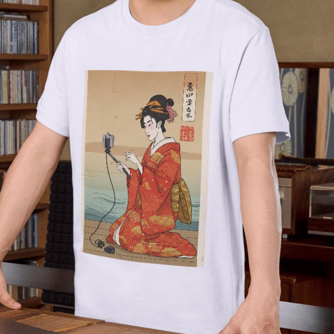 Geisha Vlogger Ukiyo-e Japanese Art T-shirt. A Funny Parody of a ...