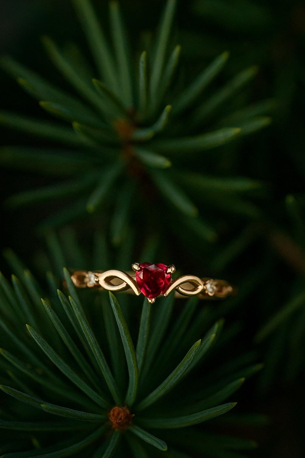 Throne of Glass Inspired Ring Set: Ruby Heart & Emerald Cut - Etsy