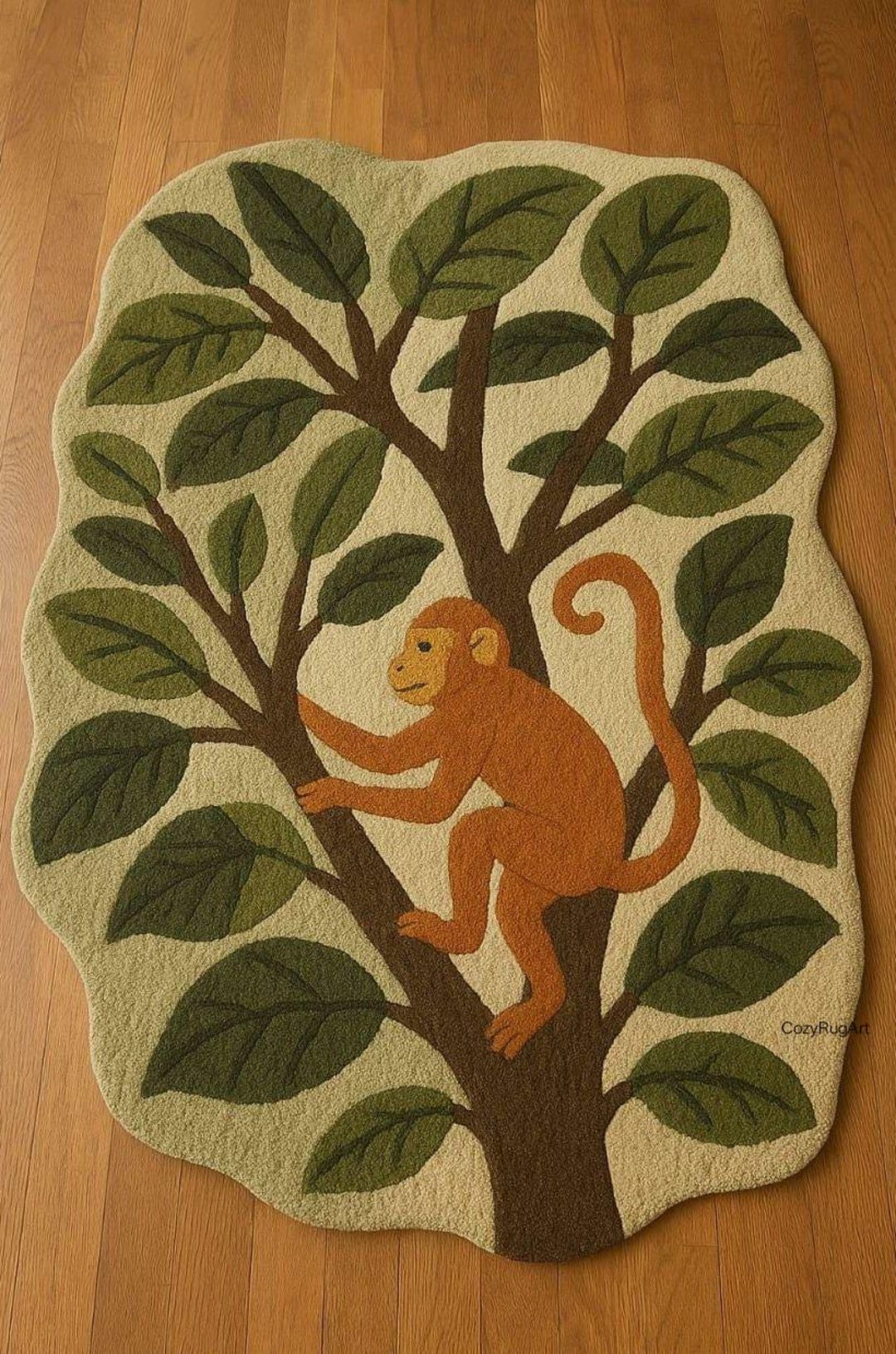 Hand Tufted Wool Monkey Rug: Jungle Nursery Safari Decor - Etsy
