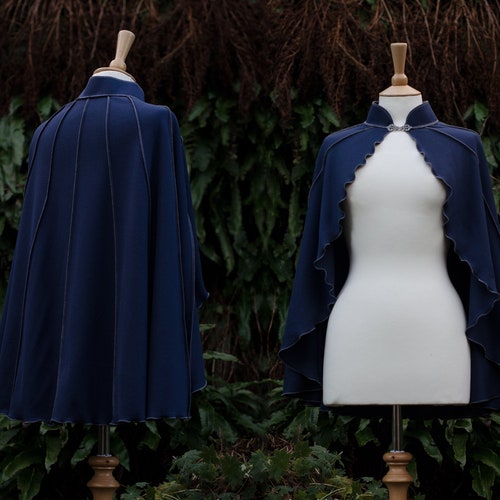 Druid Lily Capelet Midnight Blue Cape Blue Cloak Blue - Etsy