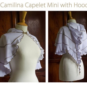 Mini Camilina Capeletti ~ White Wedding Cape, White and Gold Capelet ...