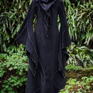 Floor Length Fleece Cloak: Gothic Witches Coat With Flared Sleeves - Etsy