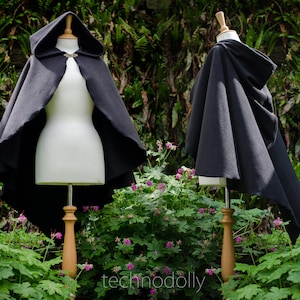 Black Hobbit Cloak, Black Fleece Cloak, Black Cape, Warm Winter Cloak ...