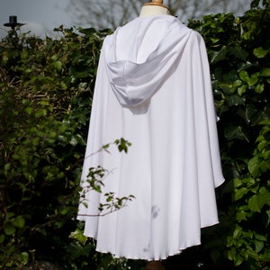 White Cotton Jersey Druid Capelet: Bridal Handfasting Hooded Cape - Etsy