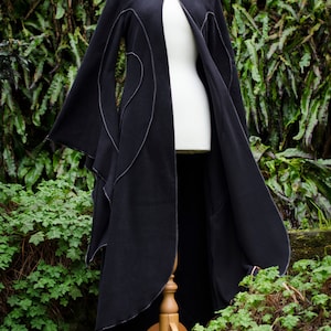 Floor Length Fleece Cloak: Gothic Witches Coat With Flared Sleeves - Etsy