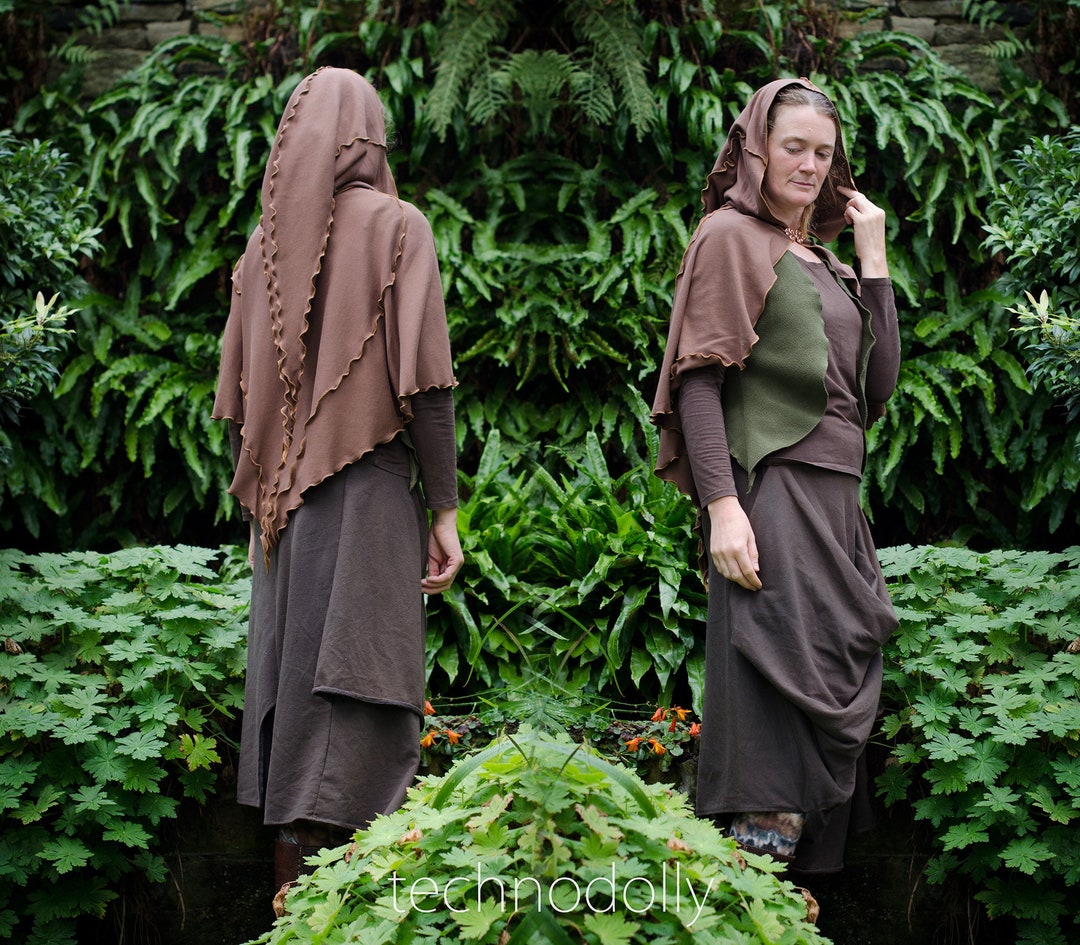Luna Capelet ~ Chestnut Brown Hooded Druid Viking Cape Medieval Larp ...
