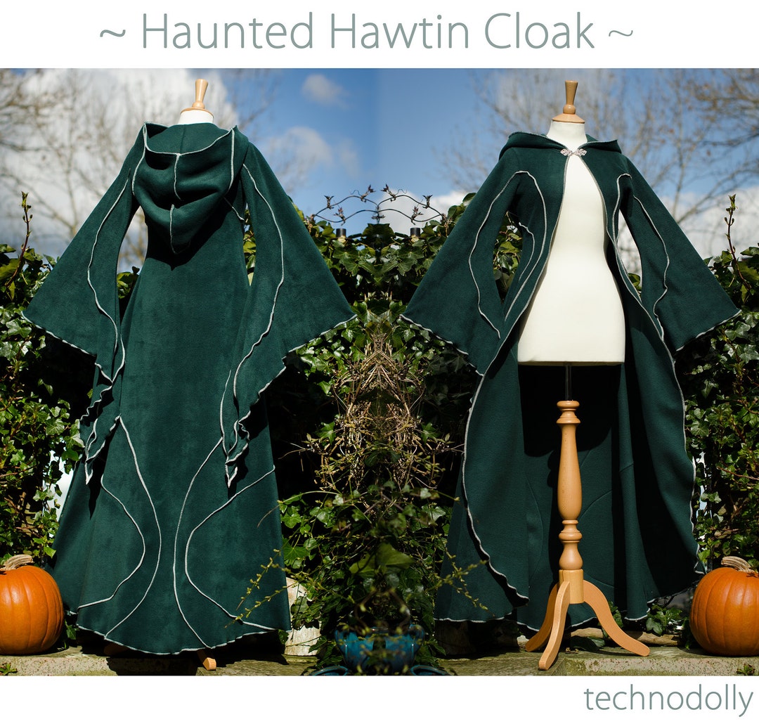 Floor Length Green Fleece Cloak: Medieval Flared Sleeves - Etsy