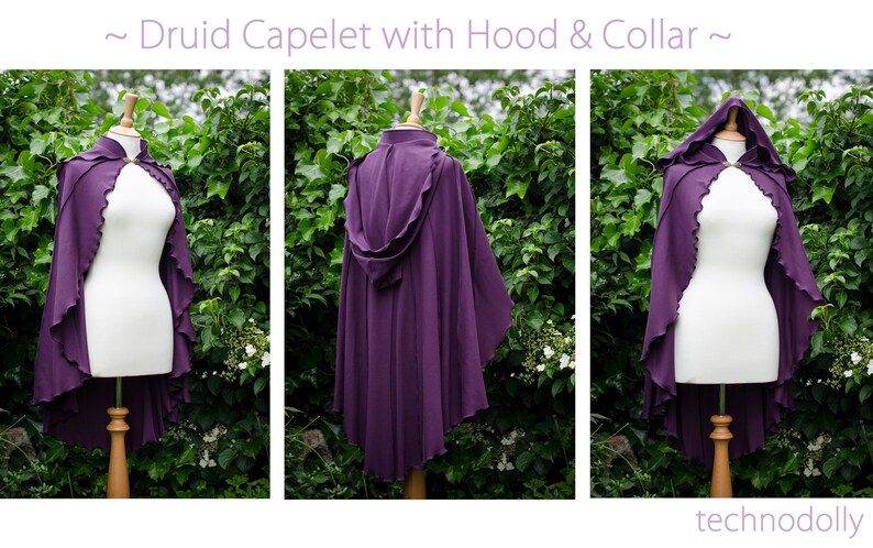 Druid Lily Capelet With Round Hood Brown Cape Cotton - Etsy