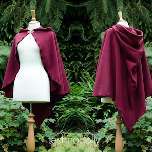 Black Hobbit Cloak, Black Fleece Cloak, Black Cape, Warm Winter Cloak ...