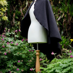 Black Hobbit Cloak, Black Fleece Cloak, Black Cape, Warm Winter Cloak ...