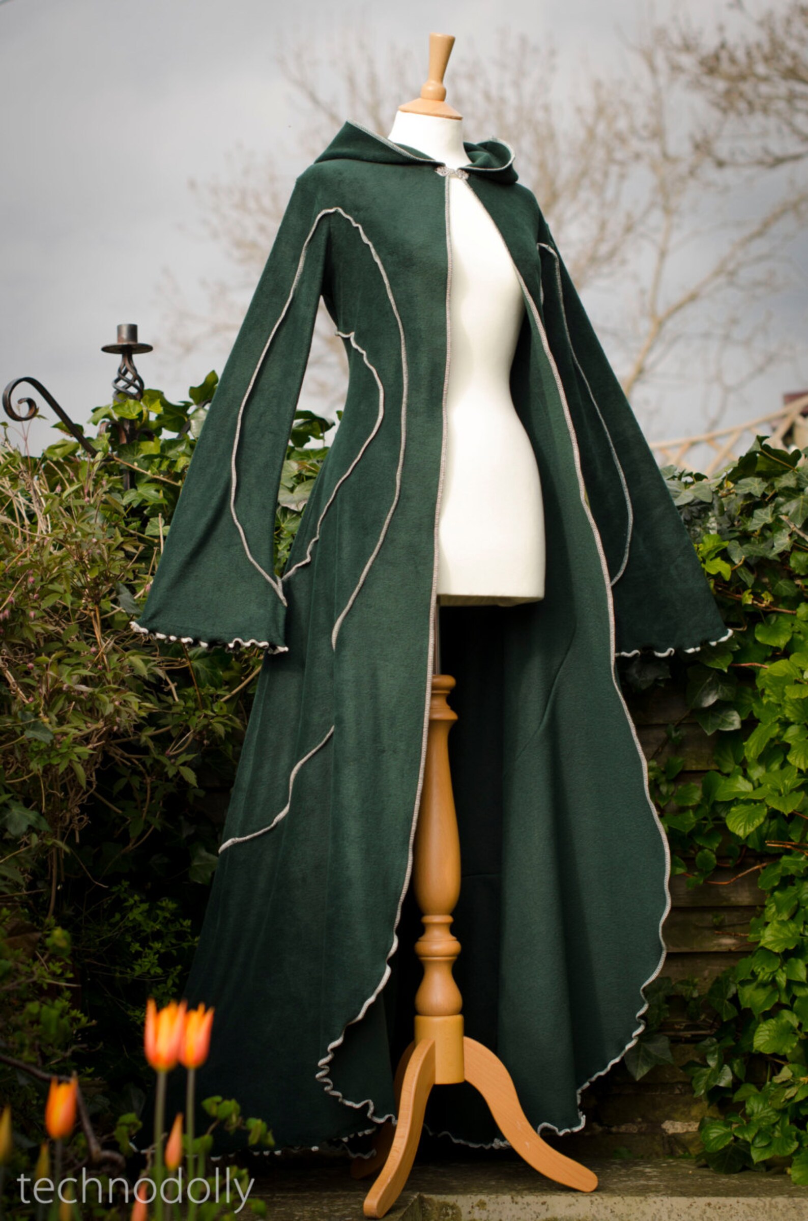 Long Green Cloak Long Green Coat Dark Green Fleece Cloak - Etsy