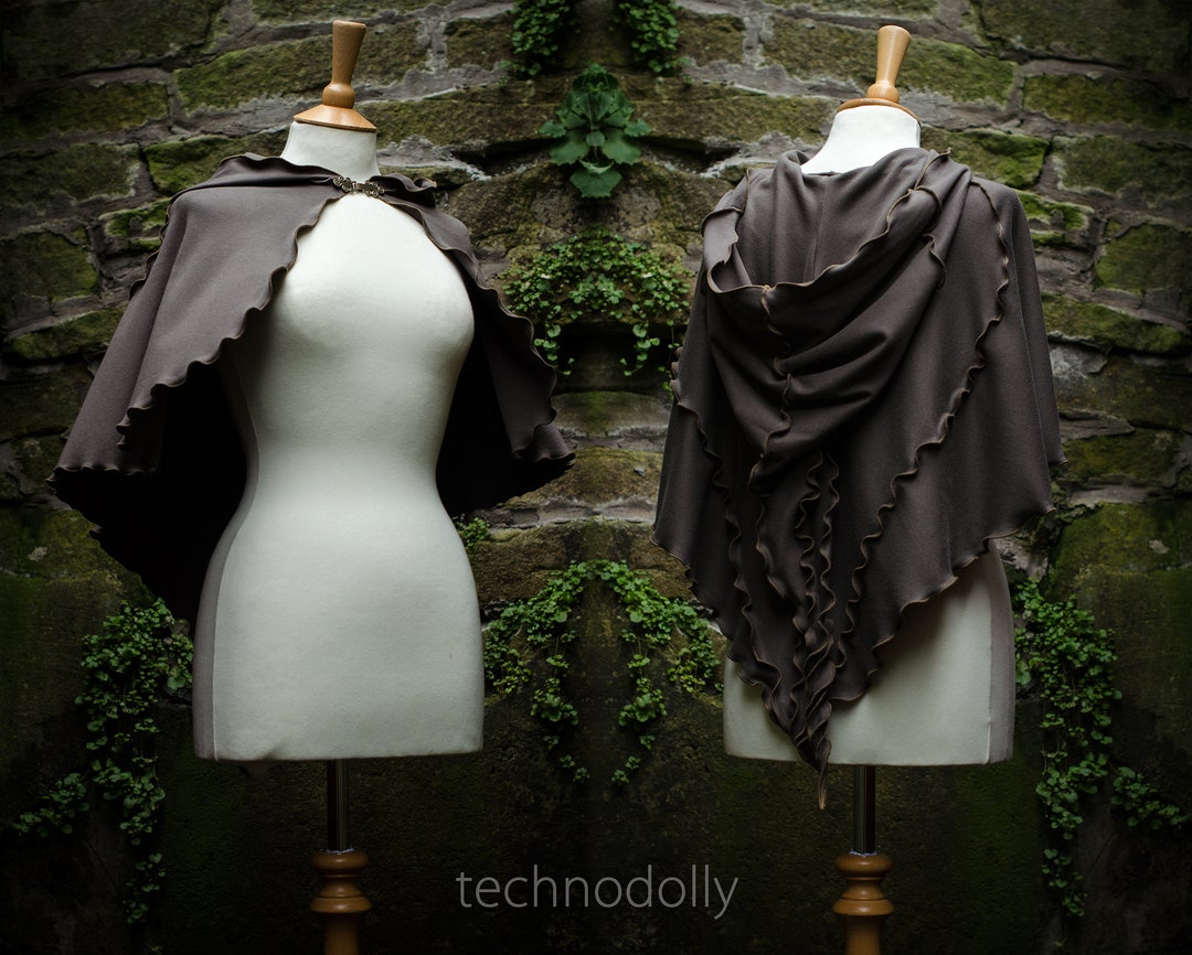 Luna Capelet ~ Earthy Brown Cape, Hooded Cape, Druid Cape, Viking Cape ...
