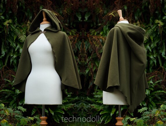 Green Hobbit Cloak Olive Green Fleece Cloak Green Cape Warm | Etsy